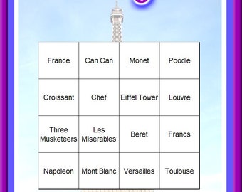 Paris Bingo | Etsy