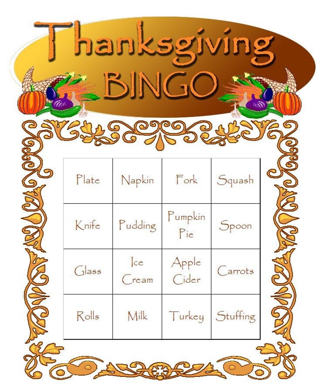 Thanksgiving Themed Bingo Set - Etsy