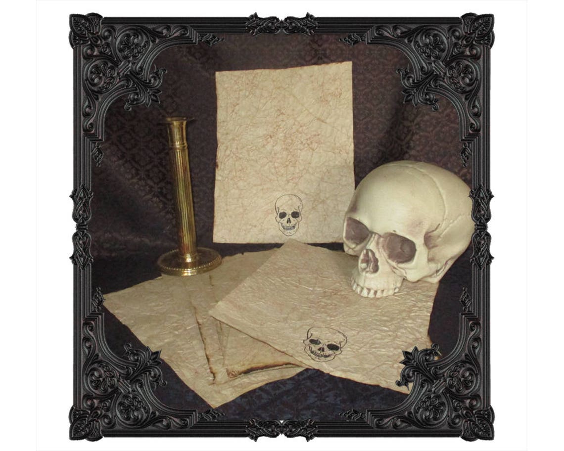 Skull - Antiqued Paper - 10 Sheets - Etsy