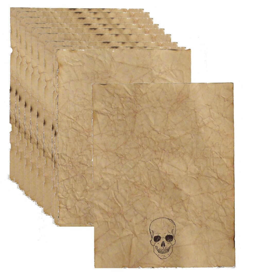 Skull - Antiqued Paper - 10 Sheets - Etsy