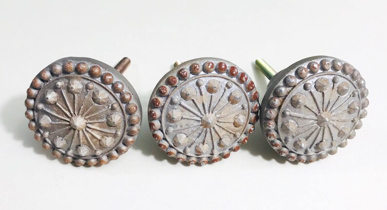 Silver Spiked Ceramic Knobs Antique Gothic Drawer Pulls - Etsy