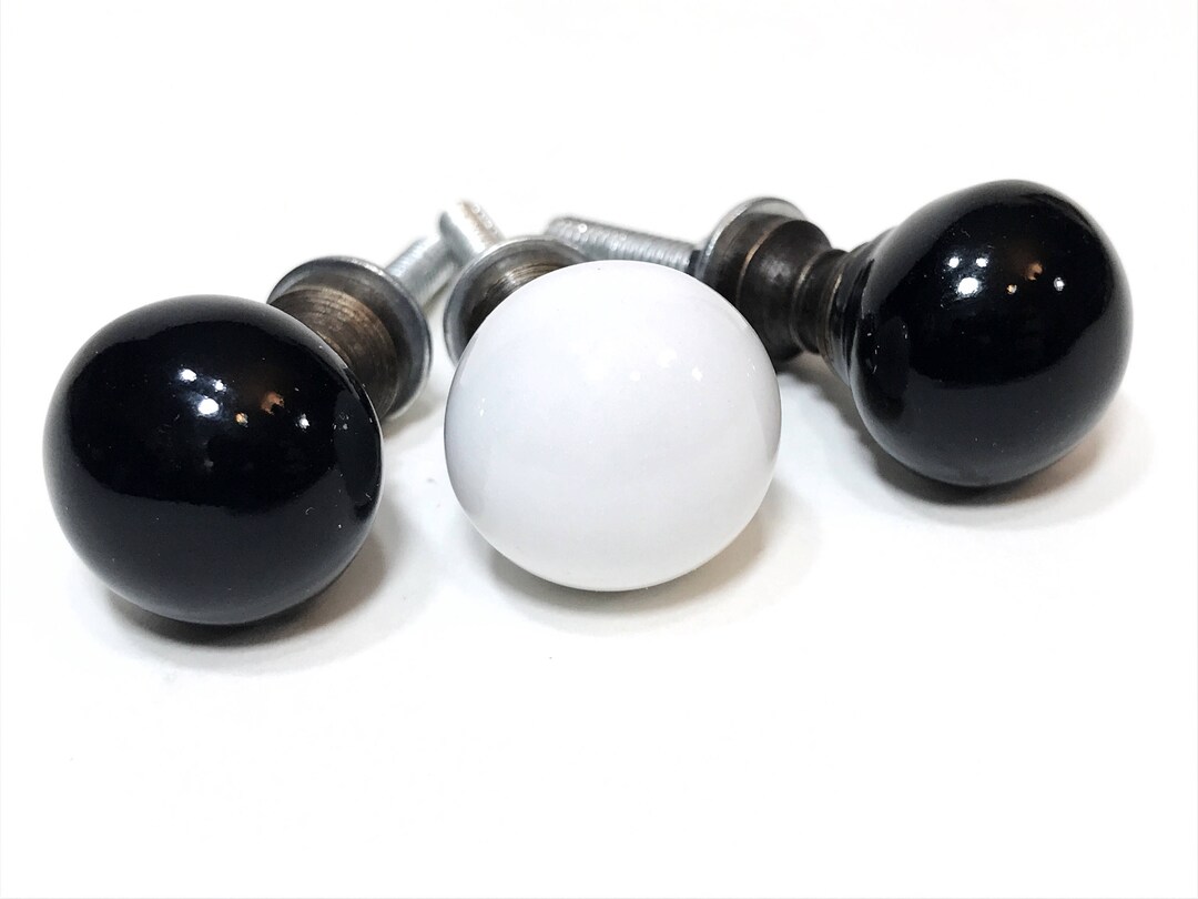 Antique Style Black Ceramic Knobs, Vintage Ball Knobs, Drawer Pulls, Cabinet Knobs, Cabinet ...