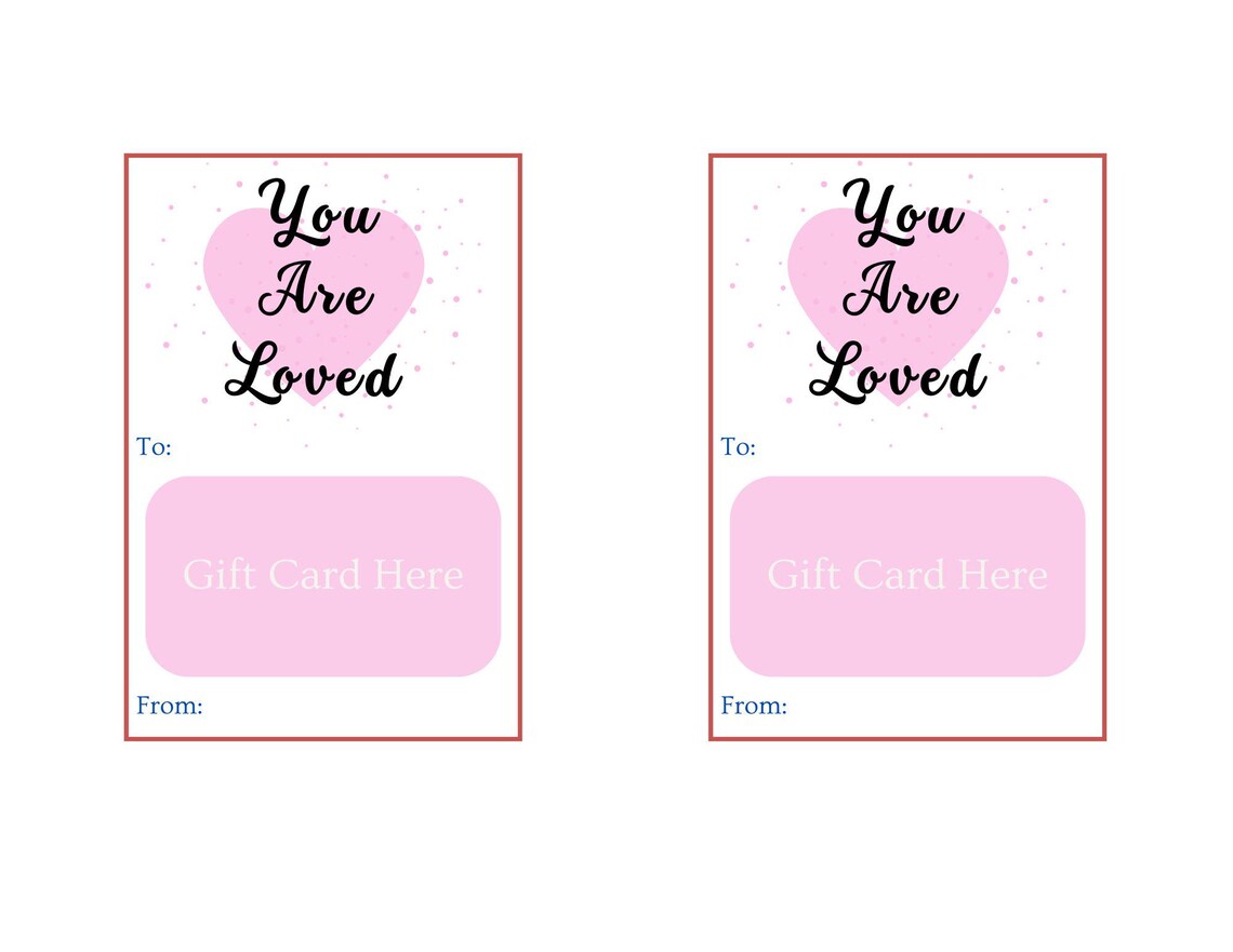 You Are Loved Printable Gift Card Holder, Appreciation and Thanks ...