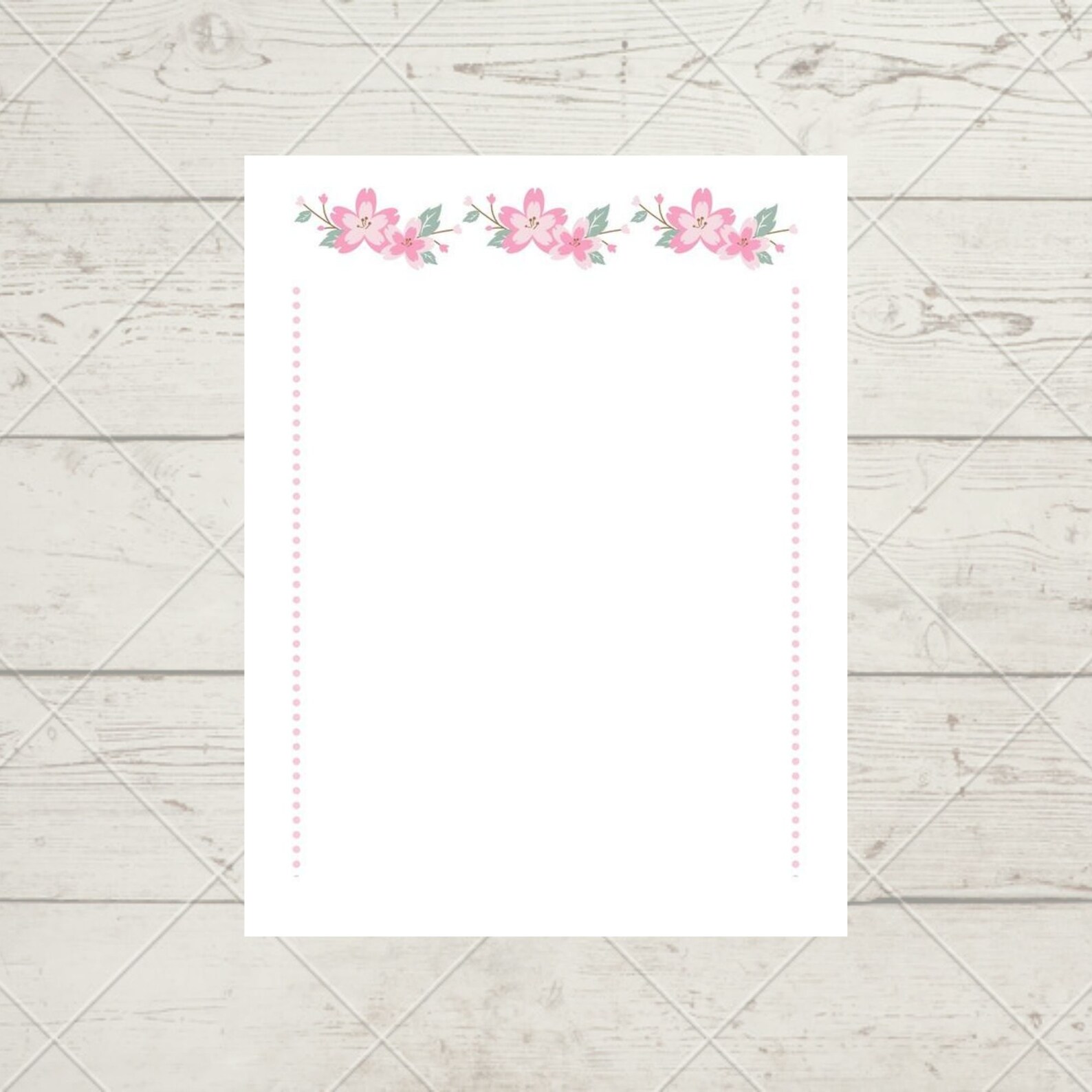 Floral Pink Stationary, Downloadable Printable, Page With Lines, Page ...