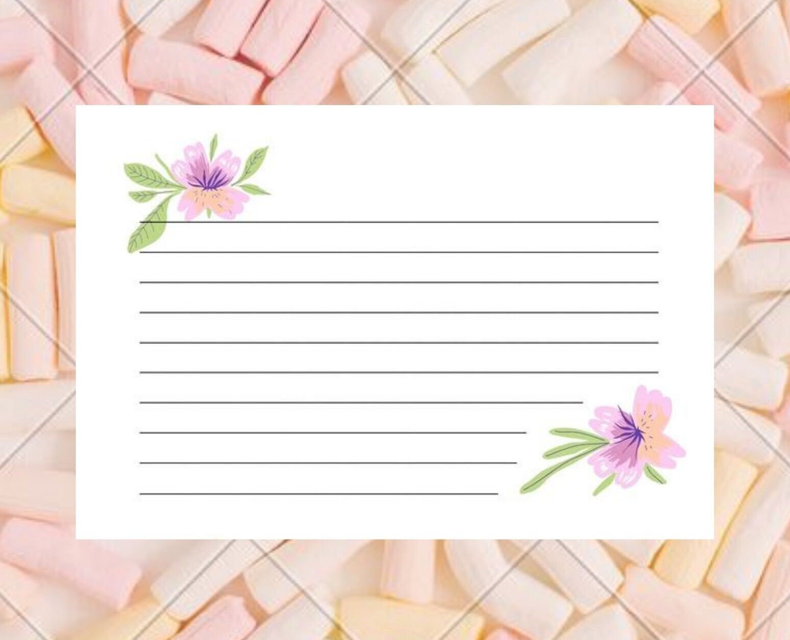 Floral Stationary Notecards, Downloadable Printable, Notecards With ...