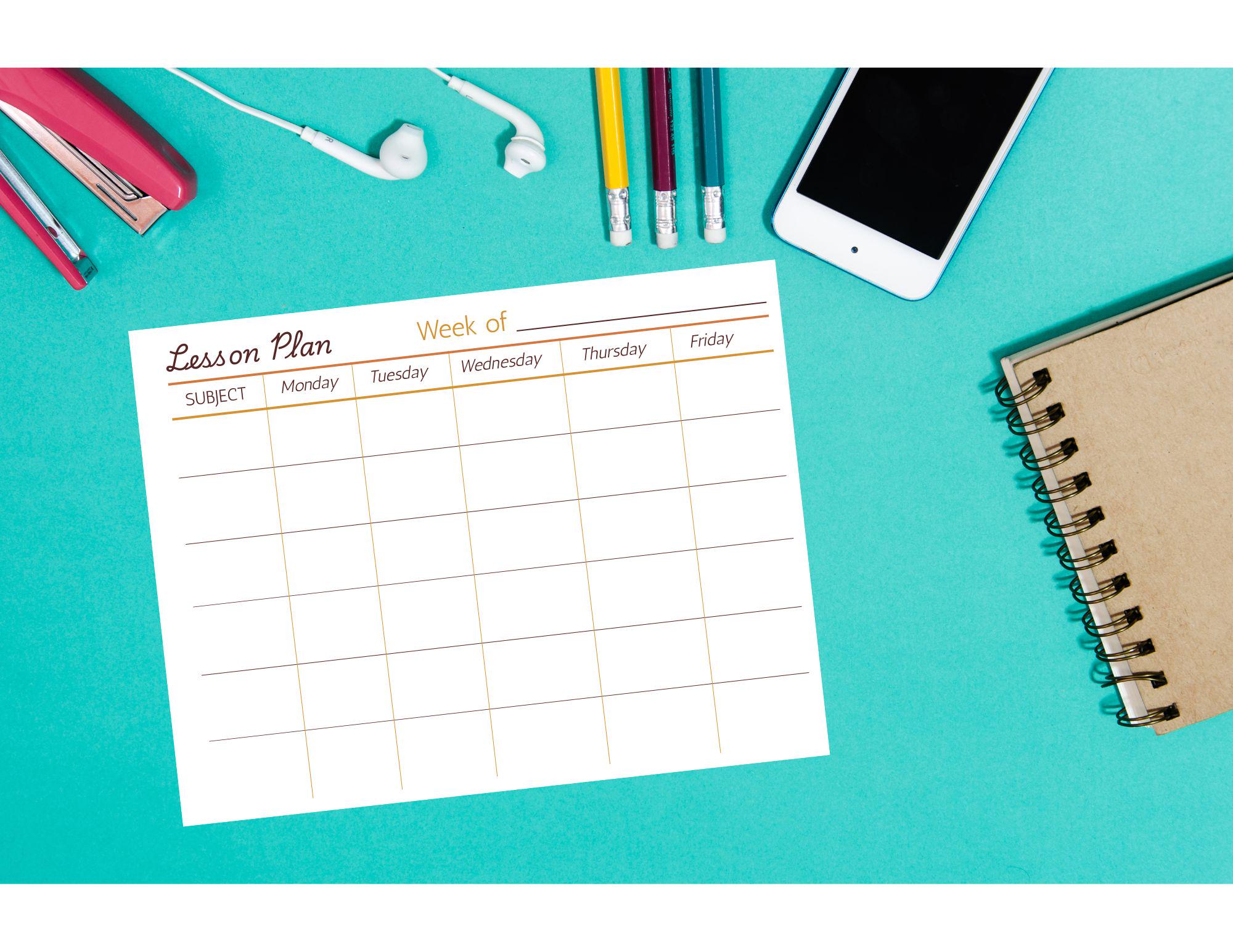 Printable Simple Weekly Lesson Planning Sheet, Grade School, Monday ...