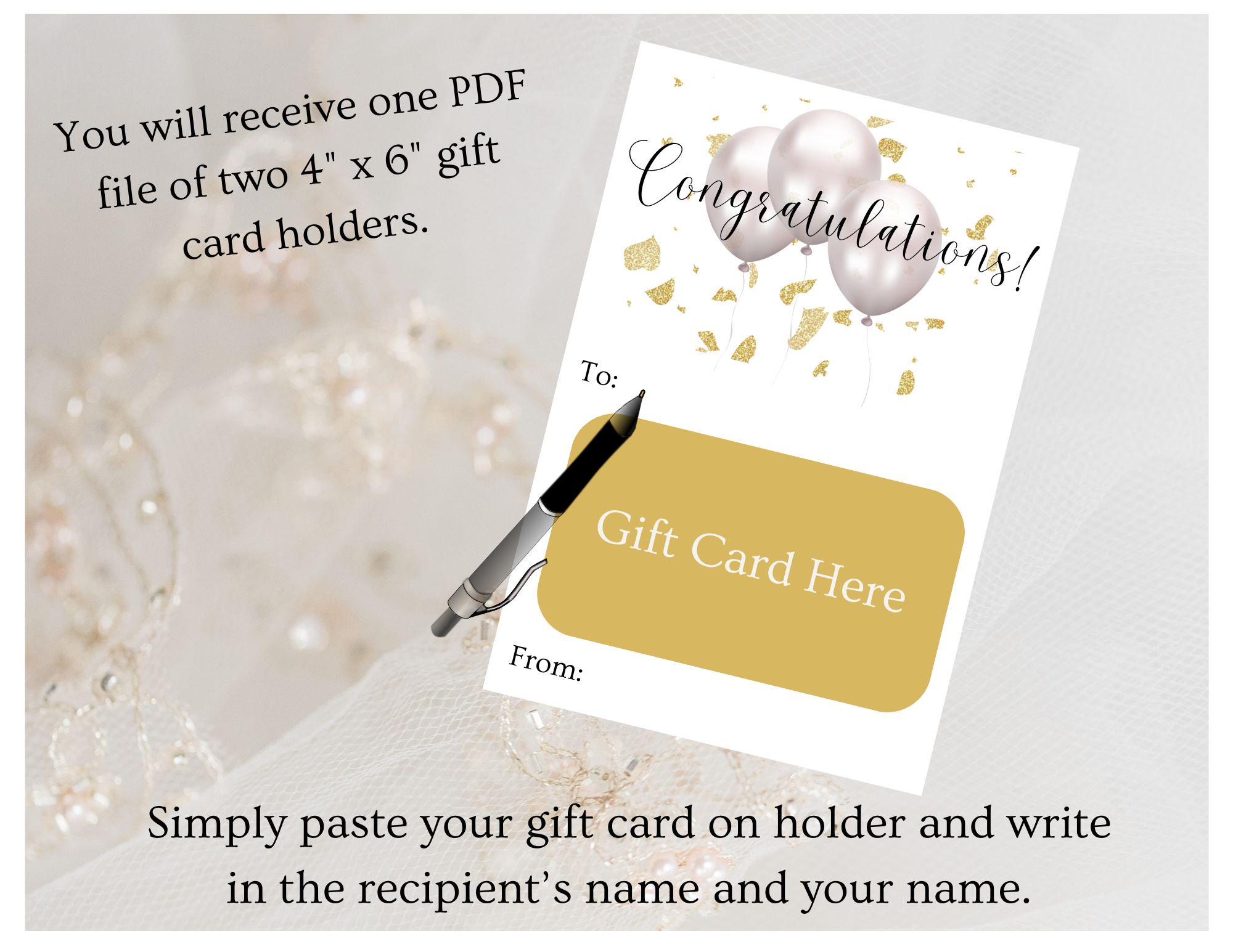 Congratulations! Printable Gift Card Holder, Wedding, Retirement - Etsy