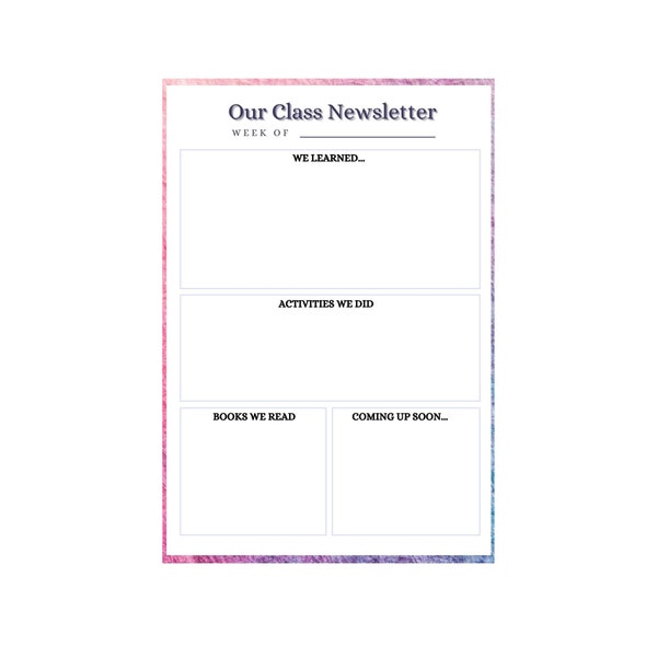 Pre K Newsletter Template - Etsy