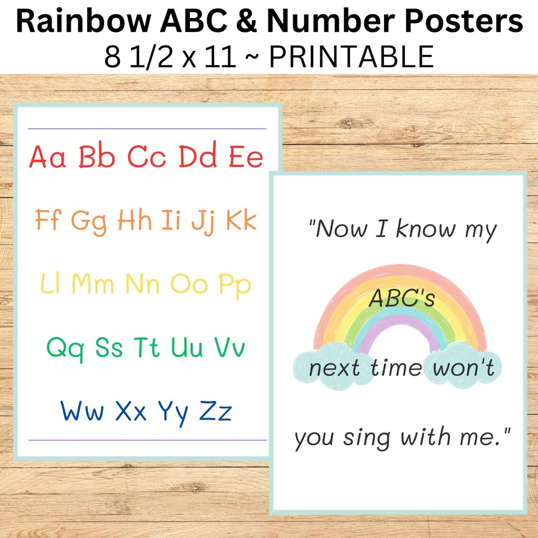 Rainbow Alphabet and Number Posters, Classroom Signs, Homeschool Decor ...