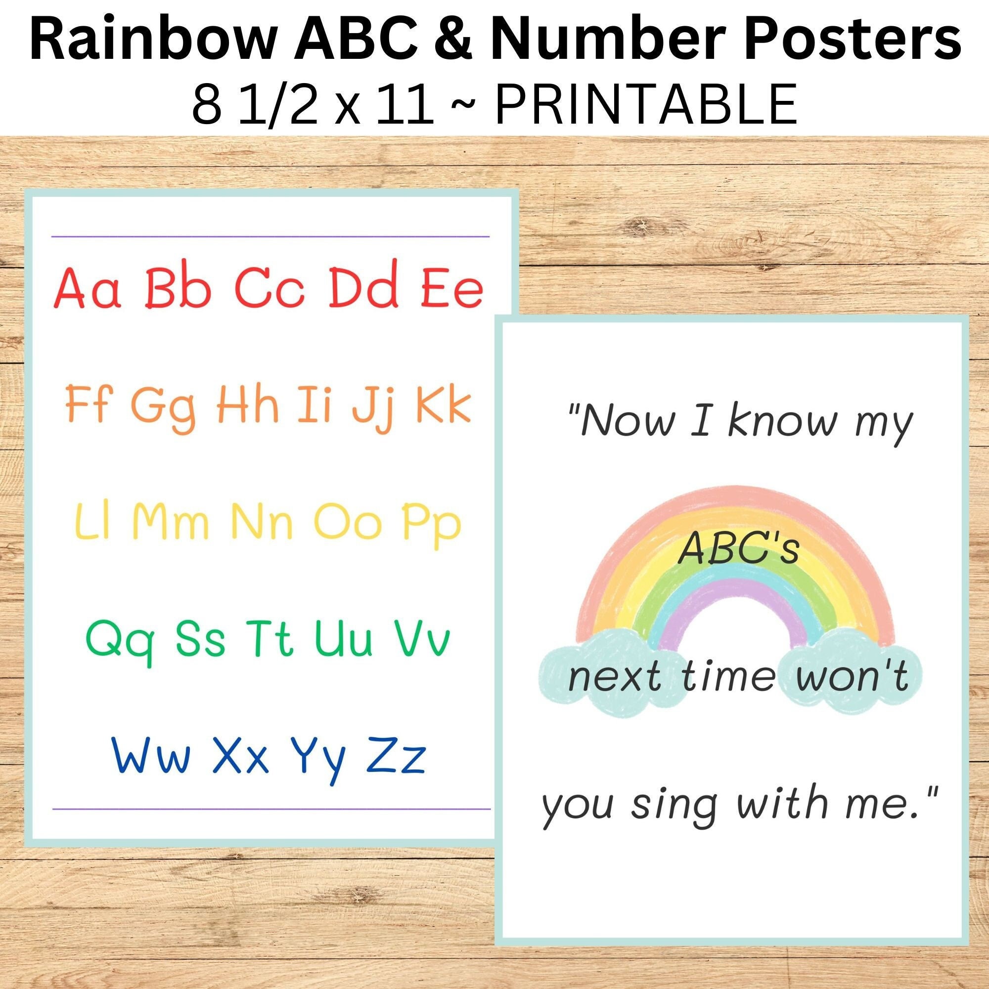 Rainbow Alphabet and Number Posters Classroom Signs - Etsy