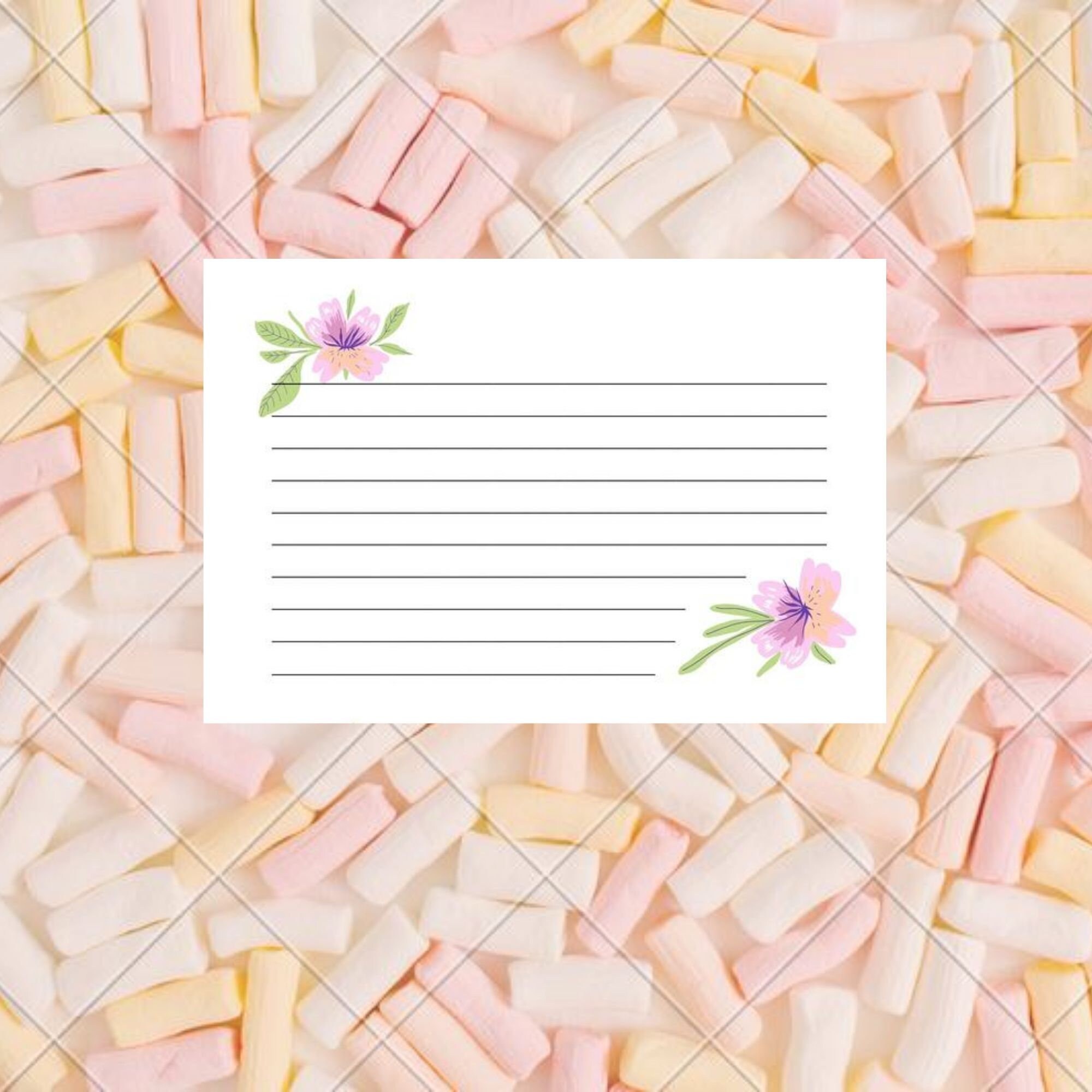 Floral Stationary Notecards Downloadable Printable Notecards - Etsy