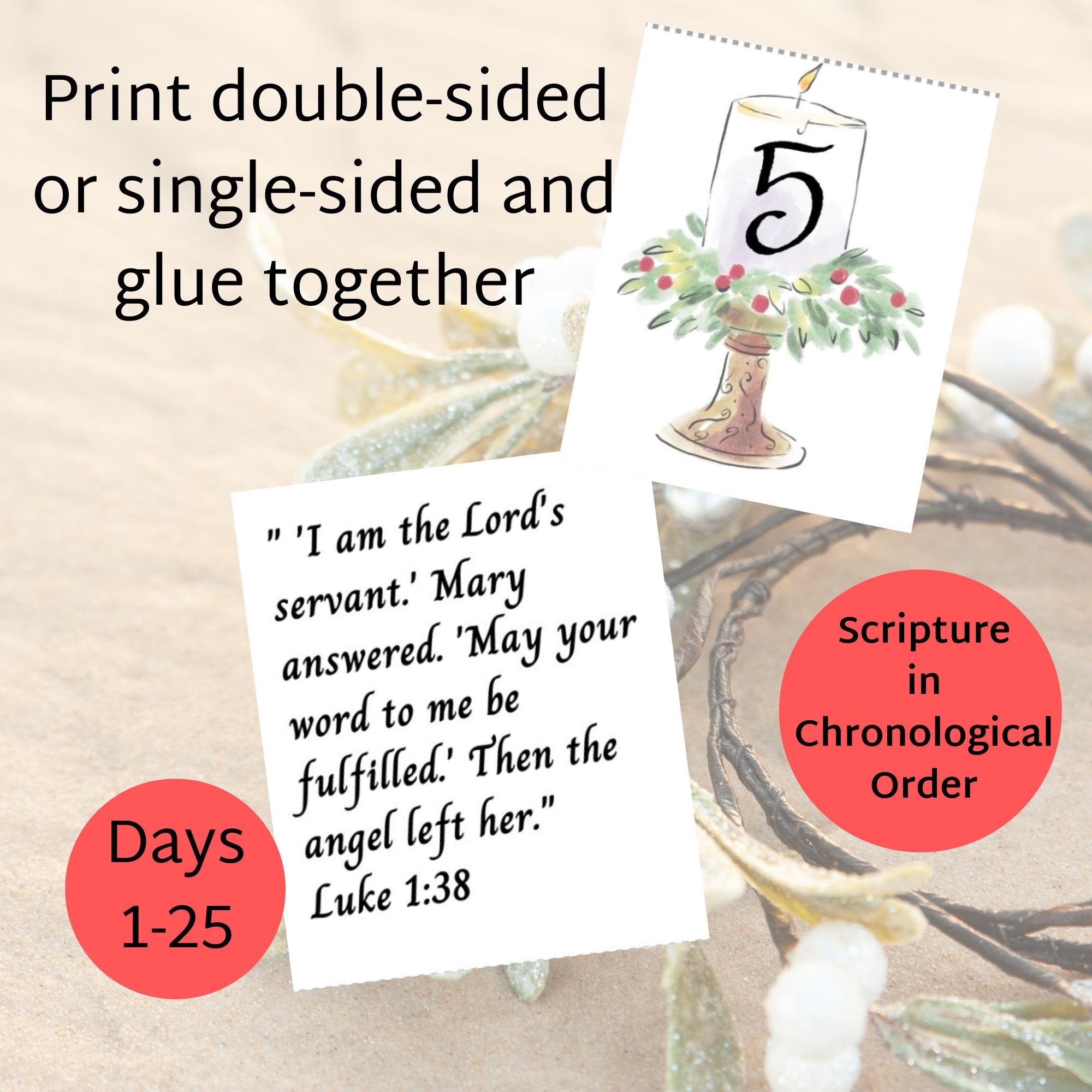 Printable Advent Cards, Christmas Countdown, Scripture Cards, Nativity ...