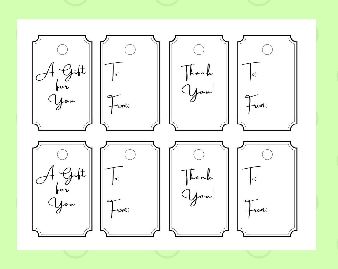 All Occasion Gift Tags, Downloadable Printable, Black and White - Etsy