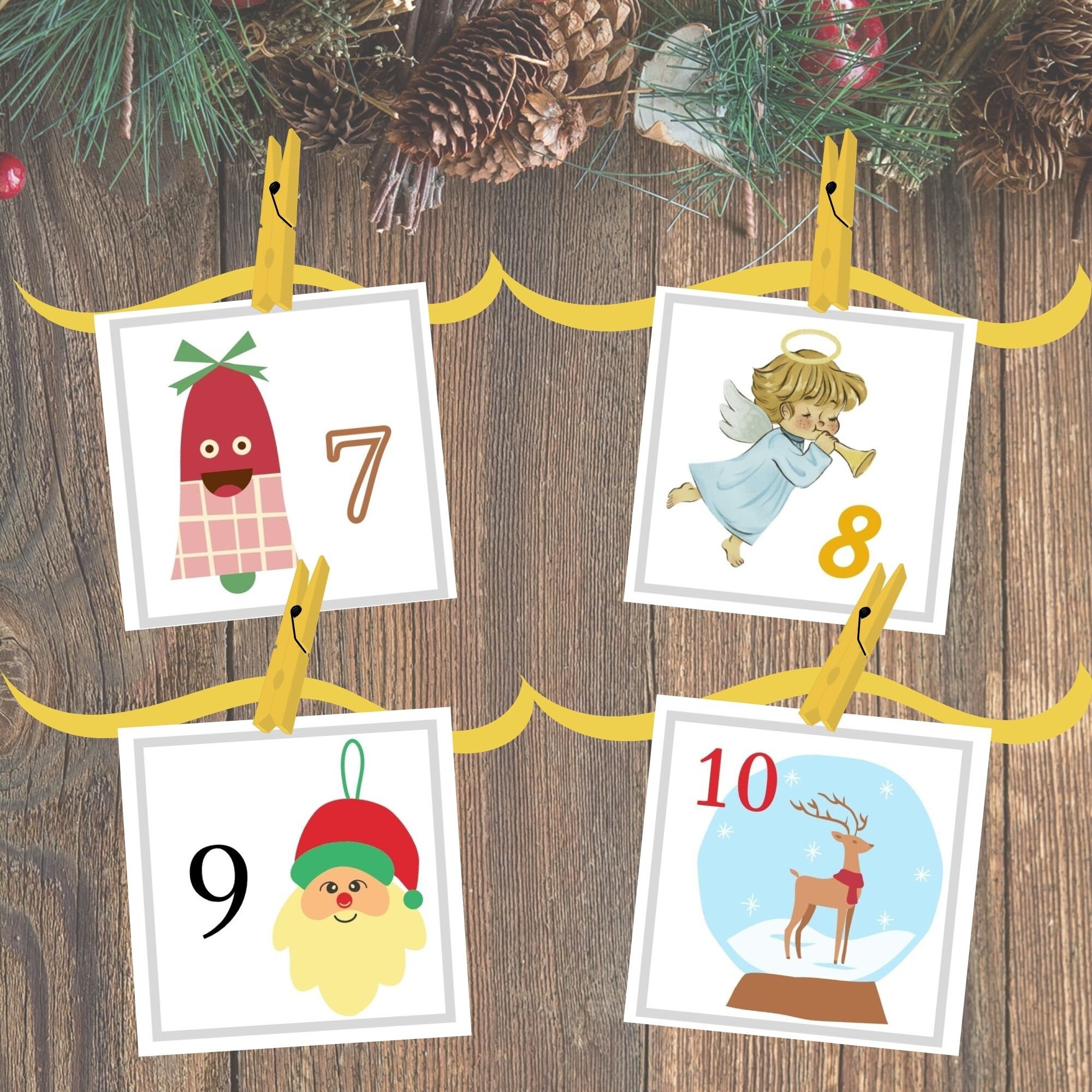 Printable Christmas Countdown Cards, Advent Calendar, Holiday Decor ...