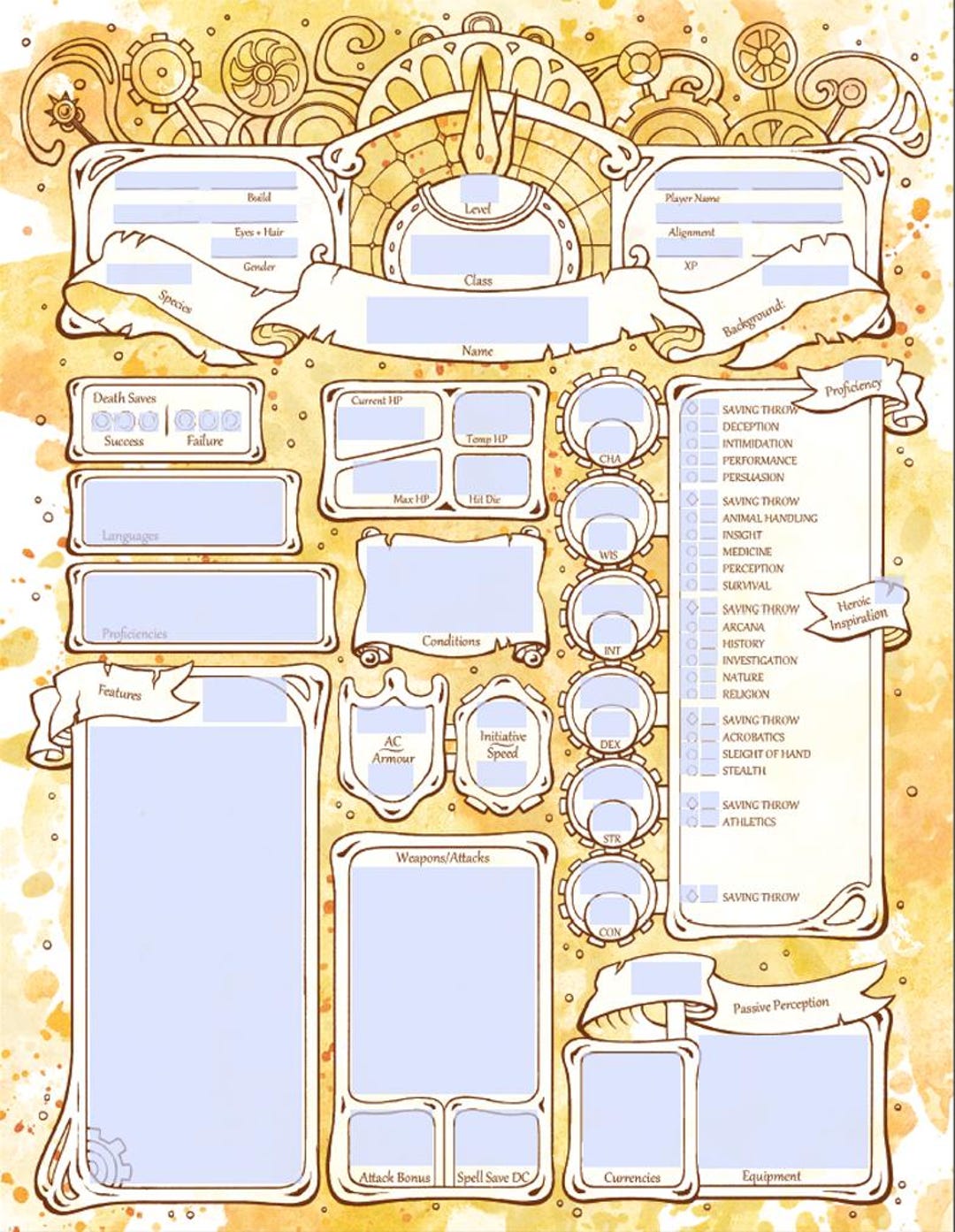 Form-fillable Clockwork Character Sheets - Etsy