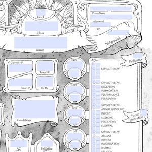 Form-fillable Sunlit Character Sheets - Etsy