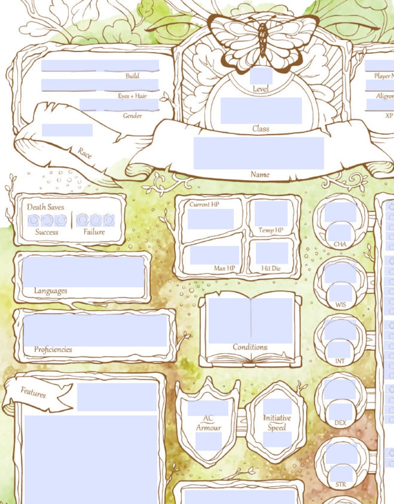 Form-fillable Feywild Character Sheets - Etsy