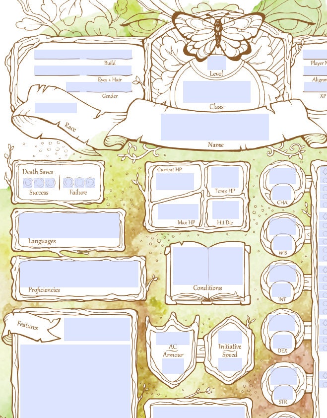 Form-fillable Feywild Character Sheets - Etsy Canada