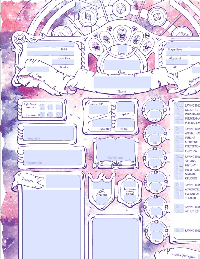 Form-fillable Spellbound Character Sheets - Etsy Canada