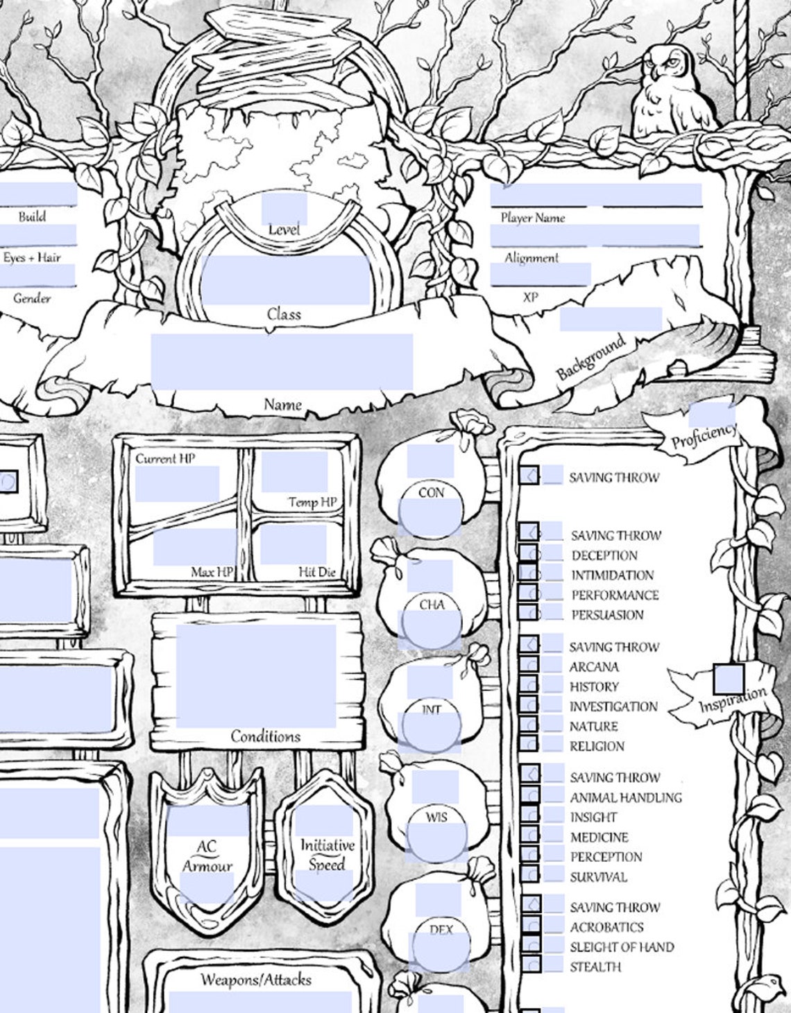 Form-fillable Wanderlust Character Sheets - Etsy Canada