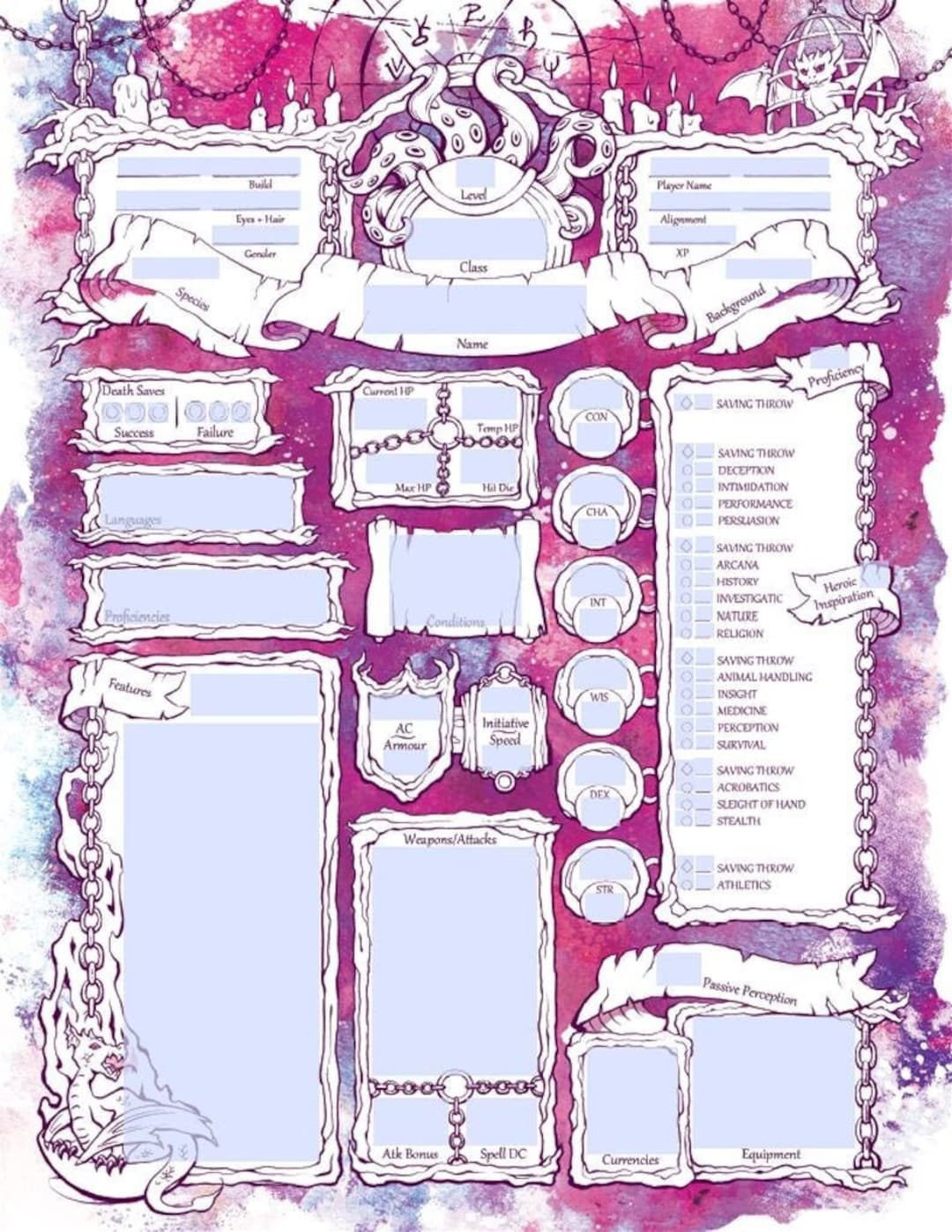Form-fillable Otherwordly Character Sheets - Etsy