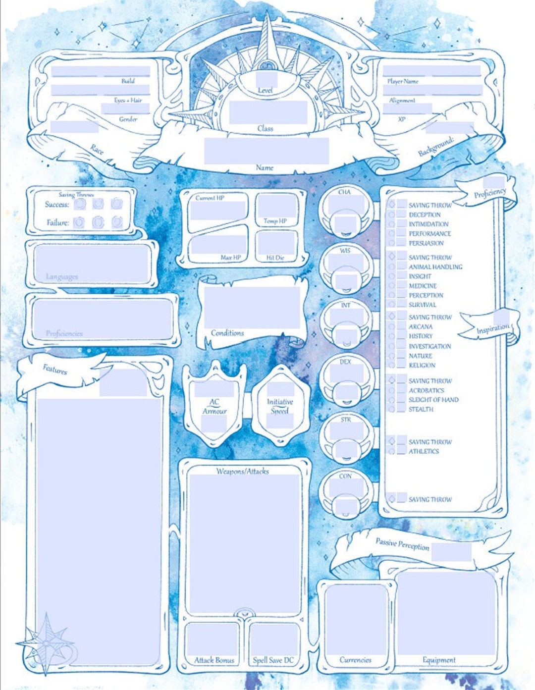 Form-fillable Starlit Character Sheets - Etsy