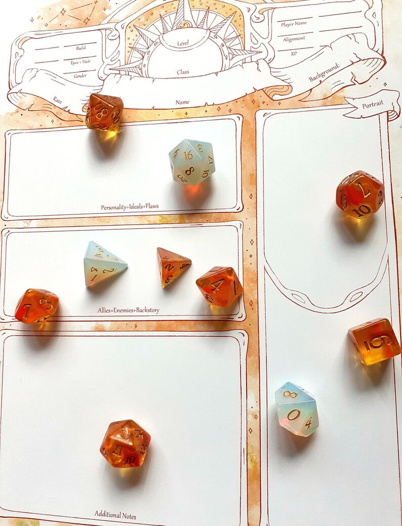 Form-fillable Sunlit Character Sheets - Etsy UK