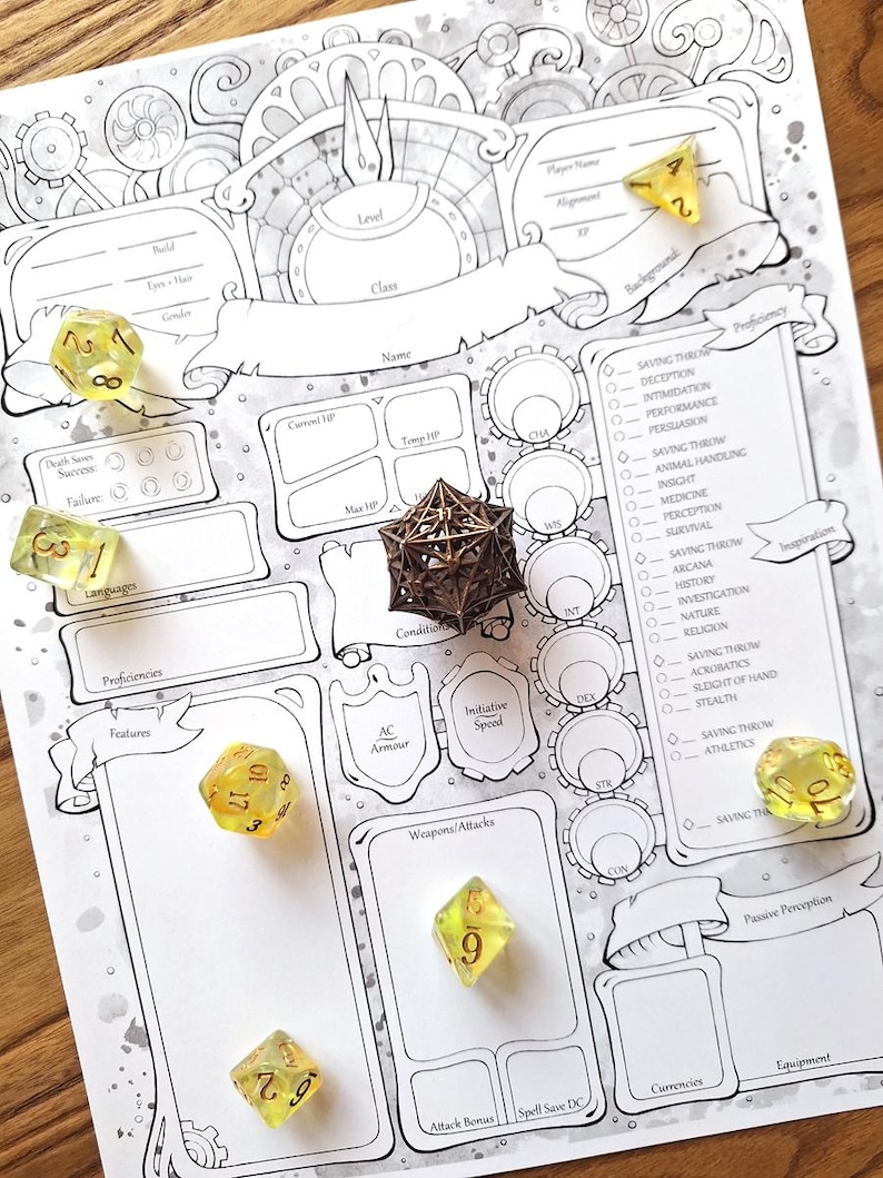 Form-fillable Clockwork Character Sheets - Etsy UK
