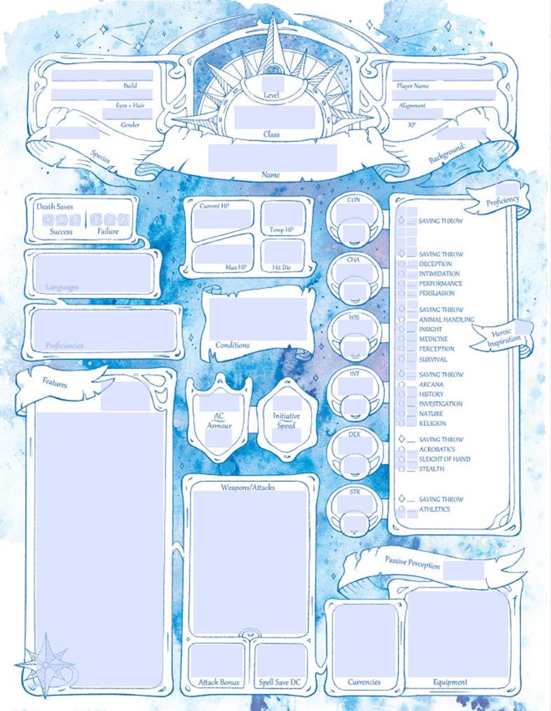 Form-fillable Starlit Character Sheets - Etsy