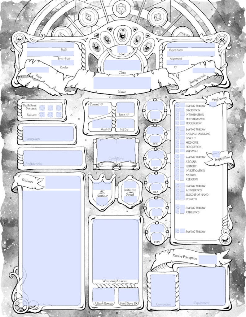 Form-fillable Spellbound Character Sheets - Etsy Canada