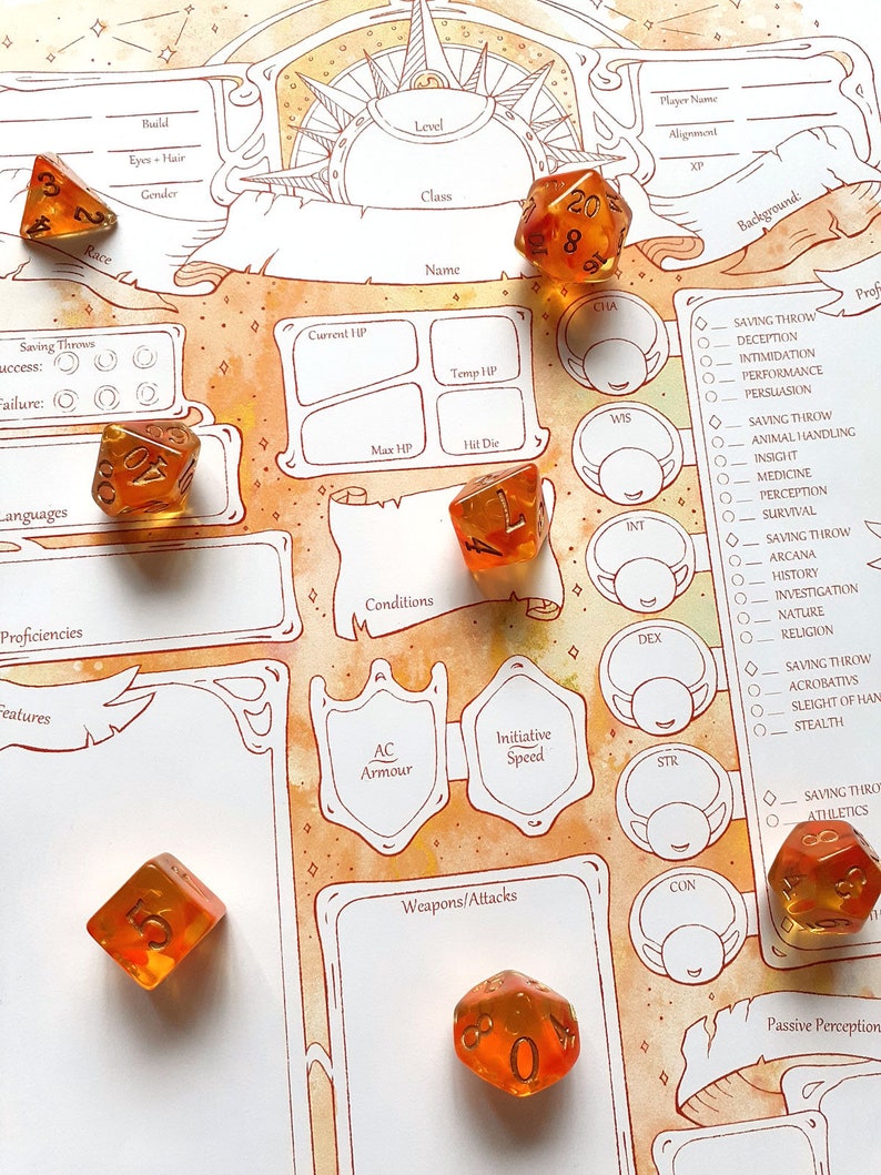 Form-fillable Sunlit Character Sheets - Etsy UK
