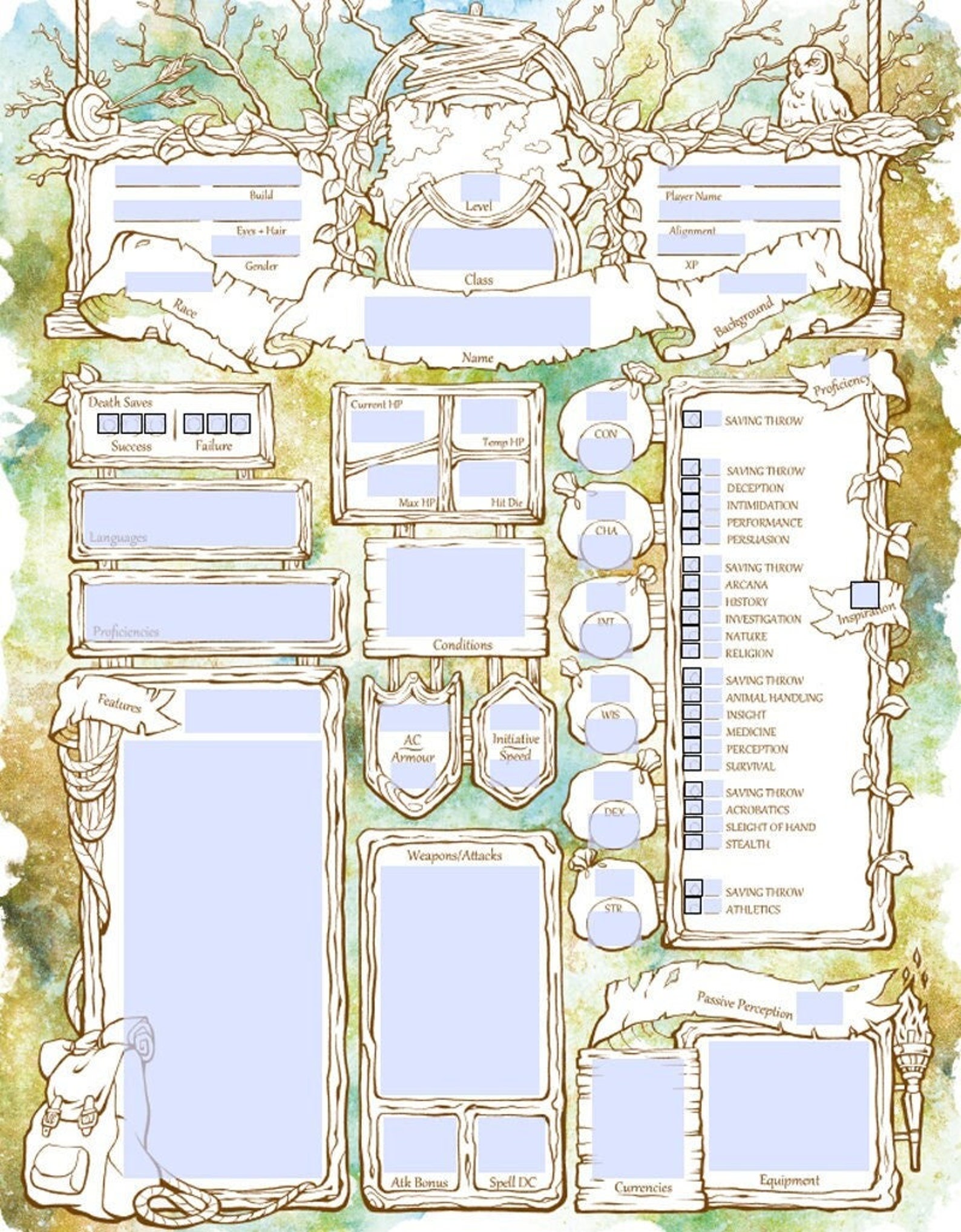 Form-fillable Wanderlust Character Sheets - Etsy Canada