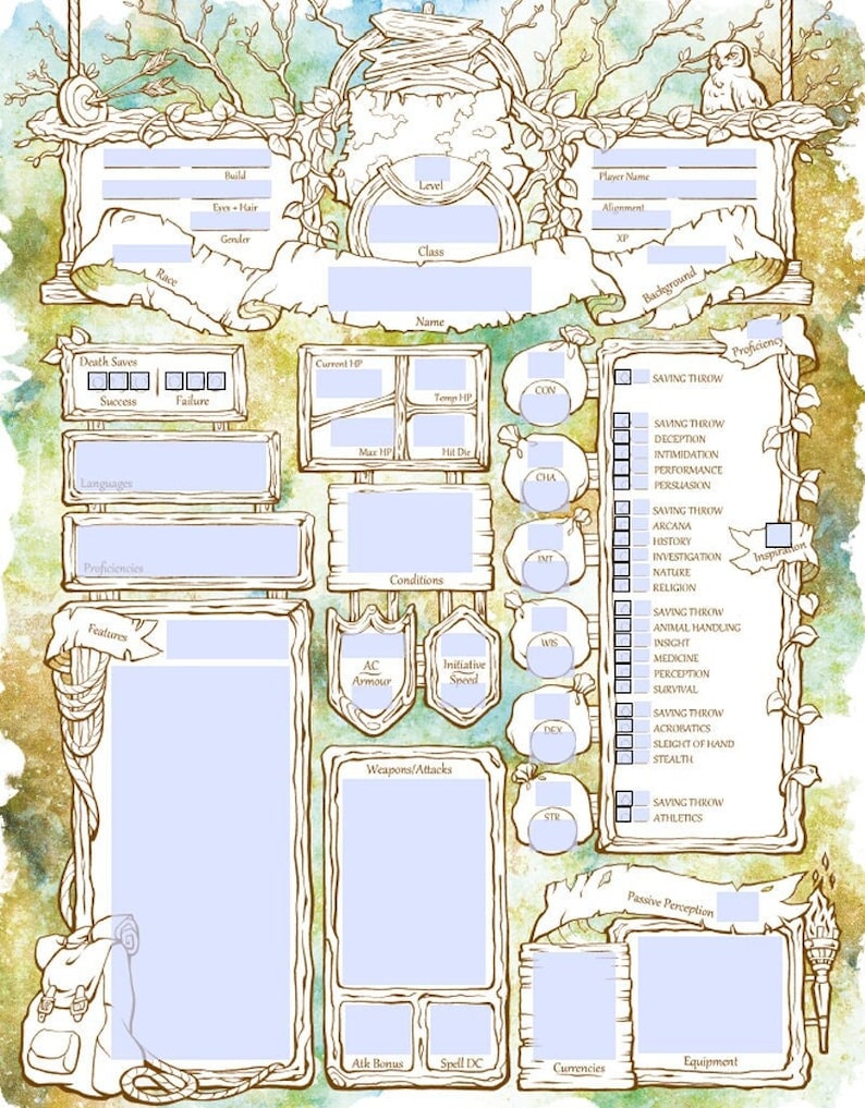 Form-fillable Wanderlust Character Sheets - Etsy Canada