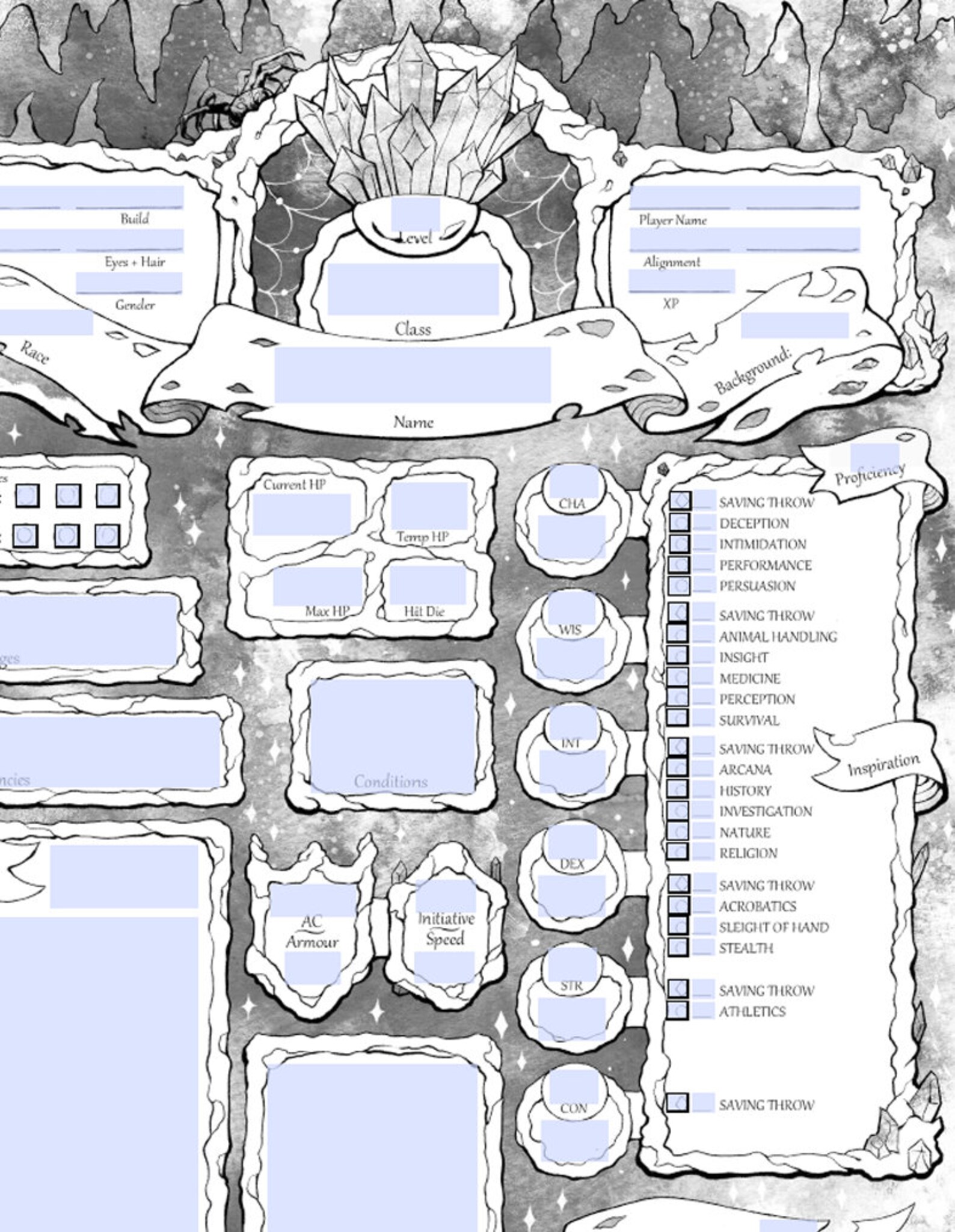Form-fillable Underdark Character Sheets - Etsy Canada