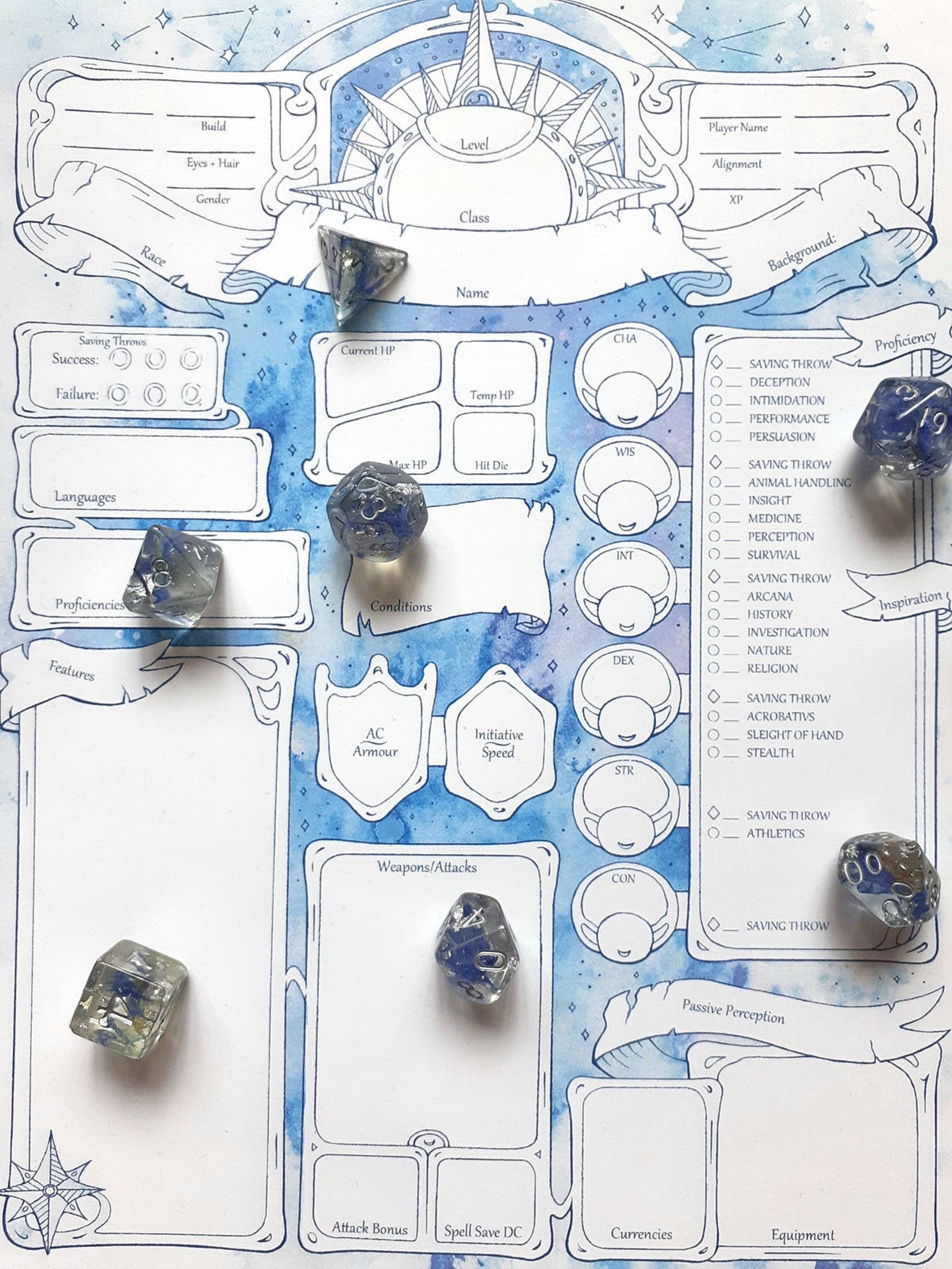 Starlit Character Sheets D&D 5e | Etsy