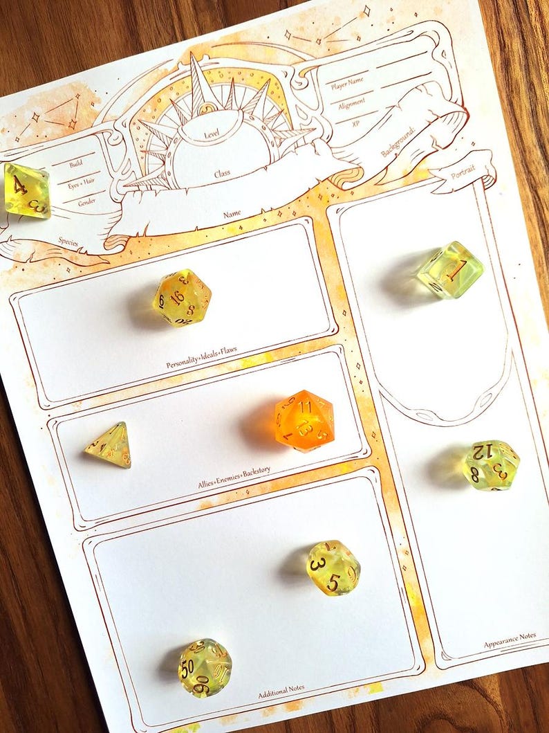 Form-fillable Sunlit Character Sheets - Etsy