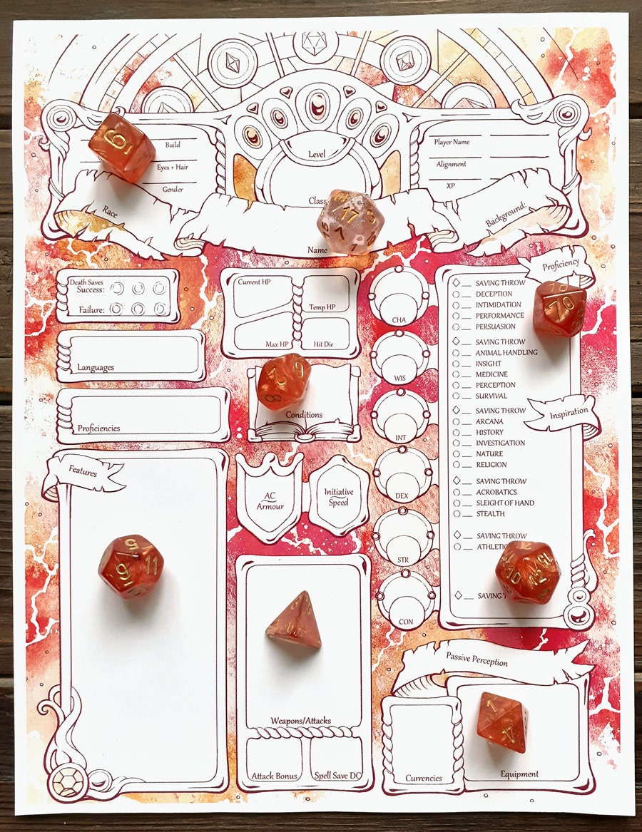 Spellfire Character Sheets D&D 5e | Etsy