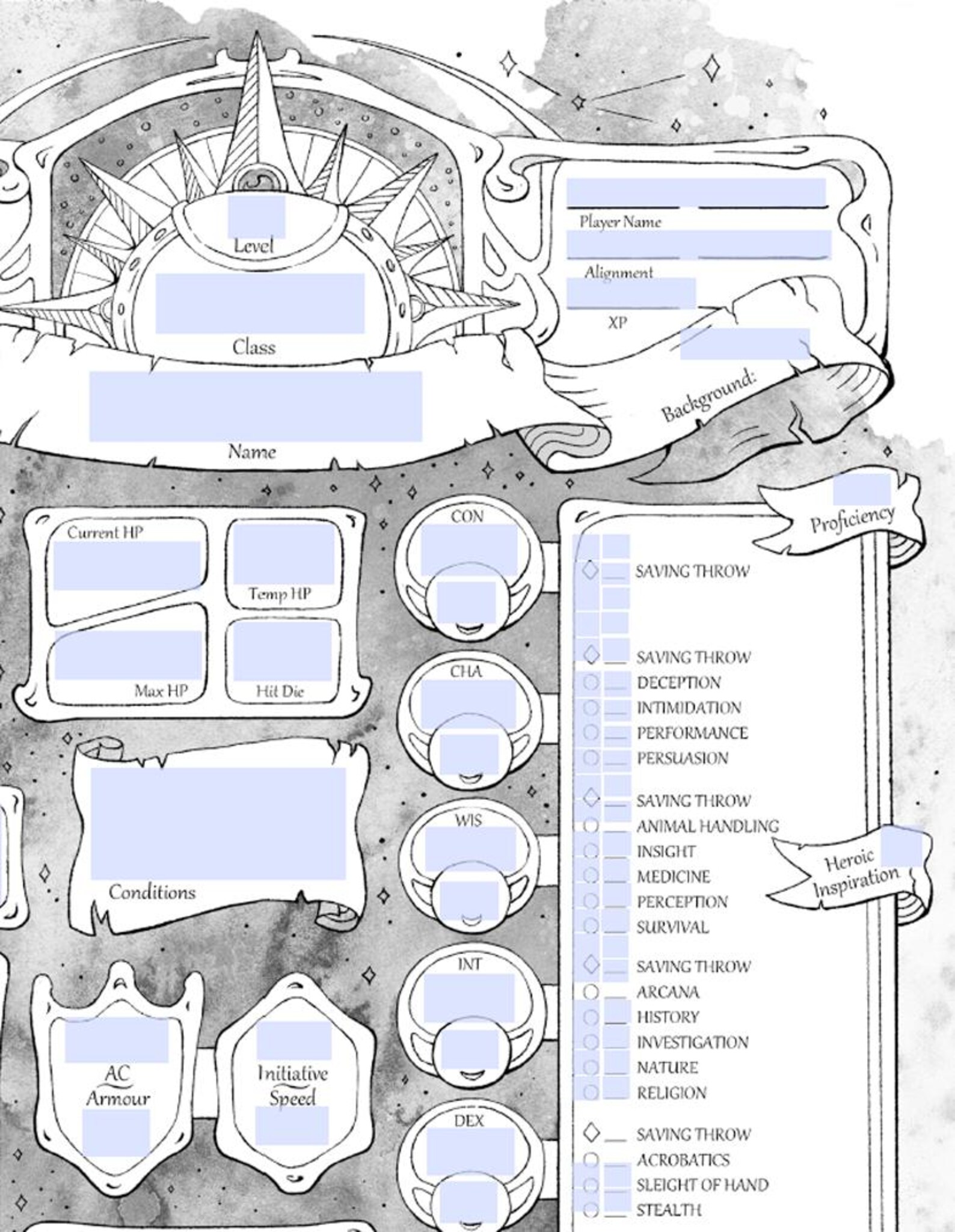 Form-fillable Starlit Character Sheets - Etsy