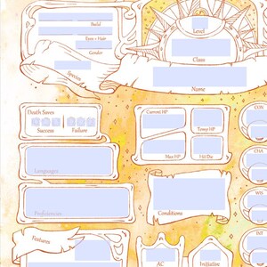 Form-fillable Sunlit Character Sheets - Etsy