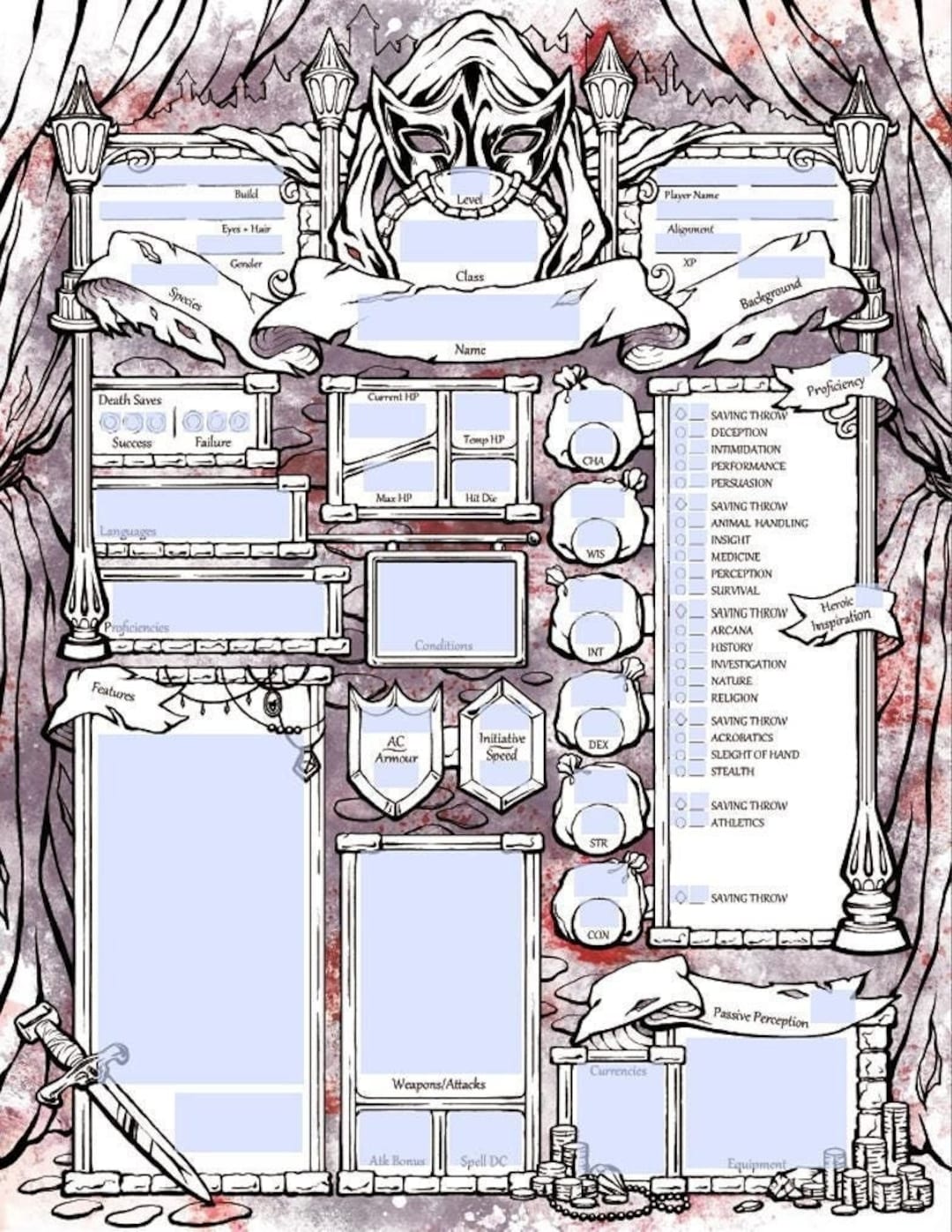 Form-fillable Sidestep Character Sheets - Etsy