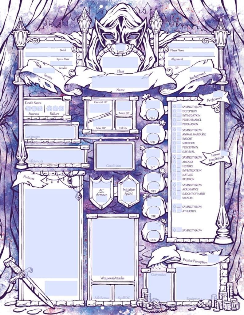 Form-fillable Sidestep Character Sheets - Etsy UK