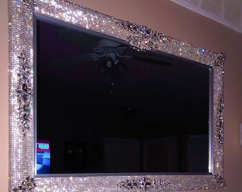 Bedazzled Mirror Rhinestone Mirror Wall Mirror Home Decor Wavy Mirror ...