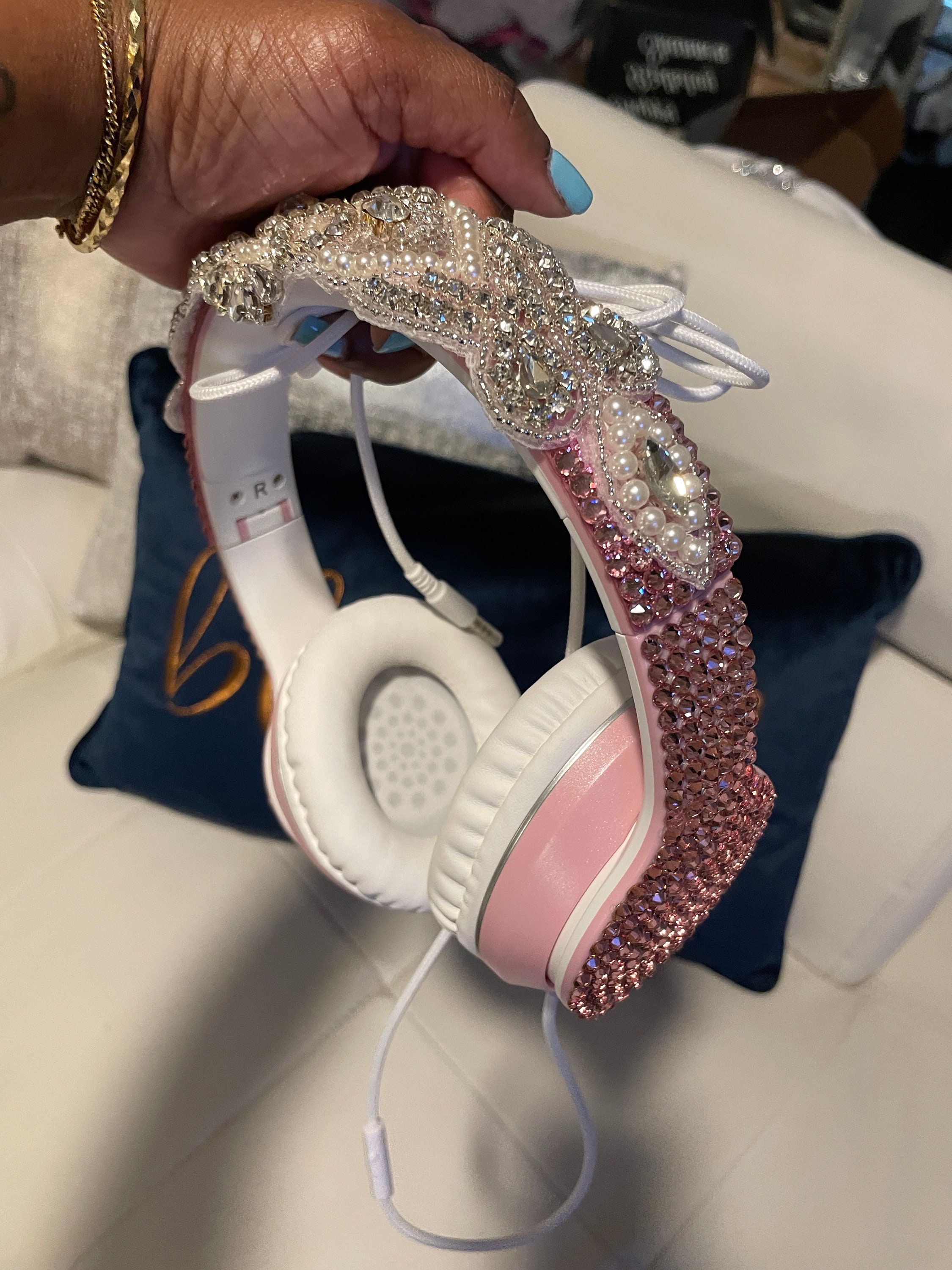Pink Beats Headphones With Rhinestones