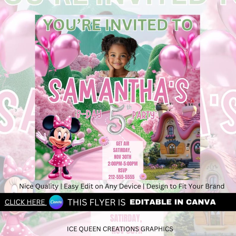 Minnie Mouse Bday Flyer (editable) - Etsy