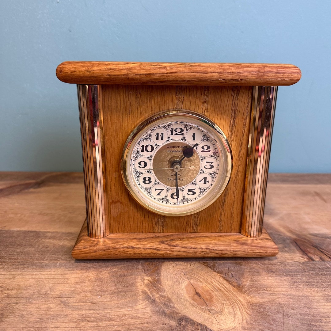 Vintage Wooden Battery Operated Table Top Clock - Etsy