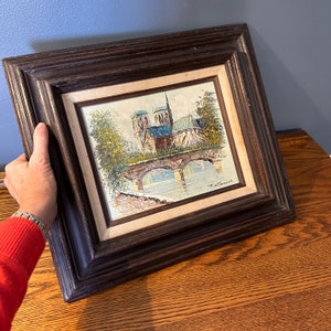 Vintage Oil on Canvas in Wood Frame - T Carson Signed - Bridge Scene - Etsy