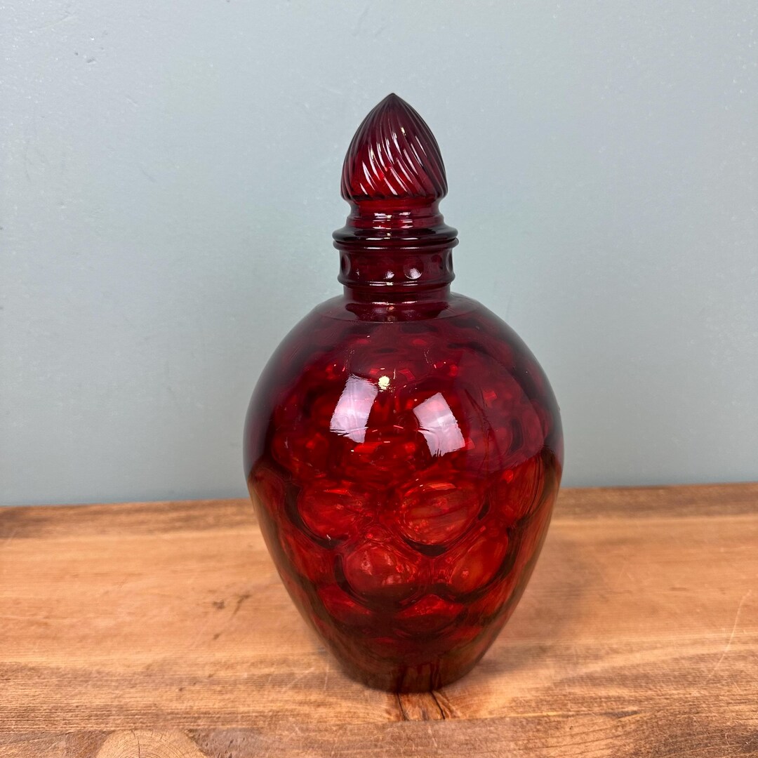 Avon Red Decanter With Lid - Decorative Decanter - Ruby Red - Etsy