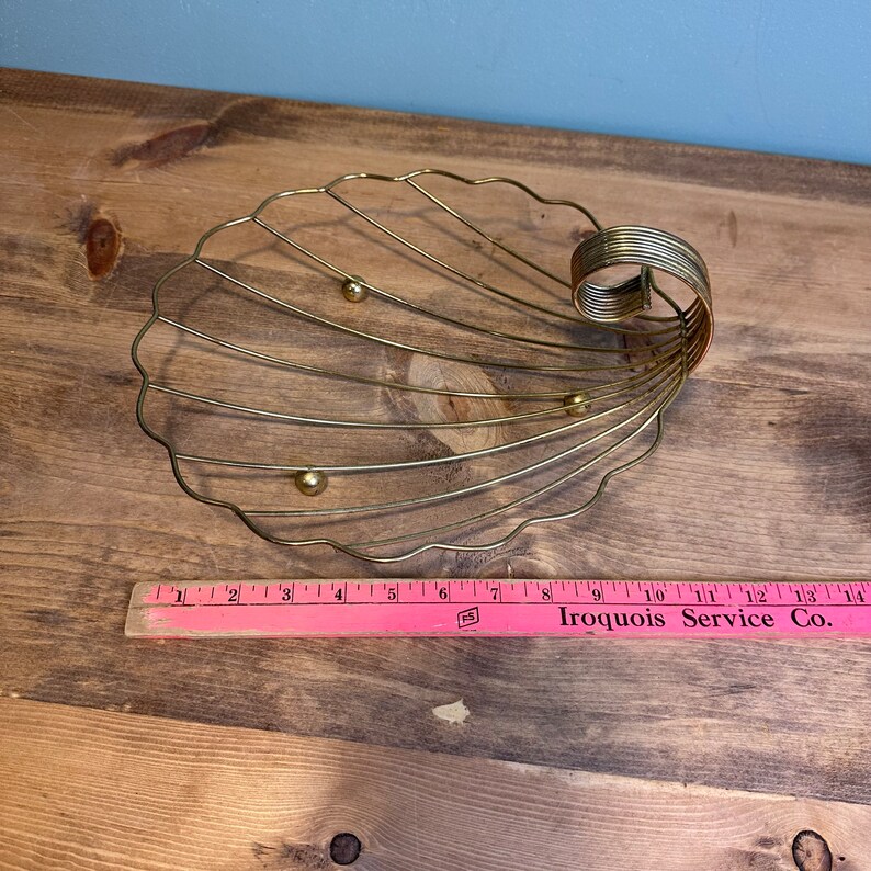 Mid Century Wire Basket With Shell Shape and Swirl Handle - Decorative ...