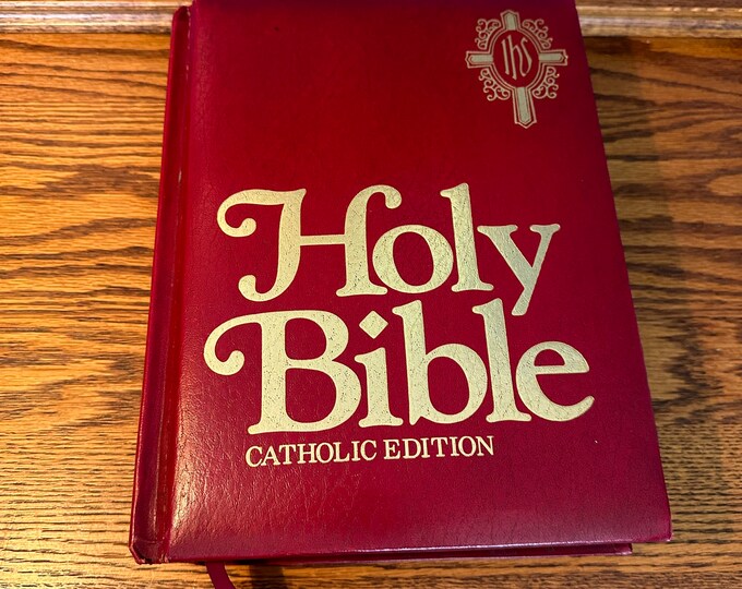 1977 Holy Bible Catholic Version - Large Hard Cover - Red Bible With ...