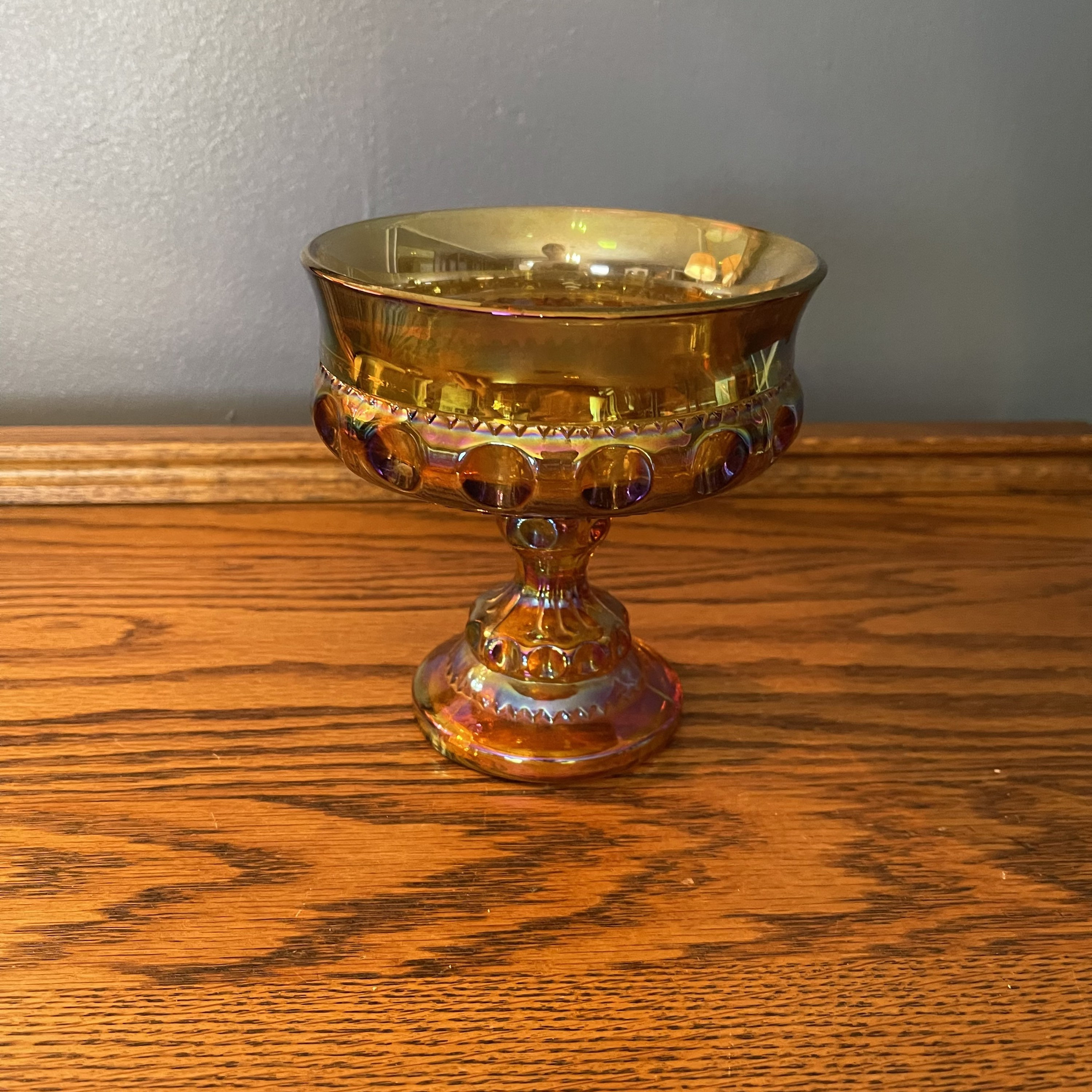Carnival Glass Pedestal Candy Dish